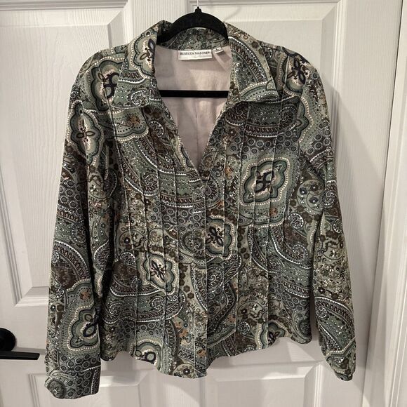Rebecca Malone | Tops | Rebecca Malone Corduory Shirt Women Sz L Green ...